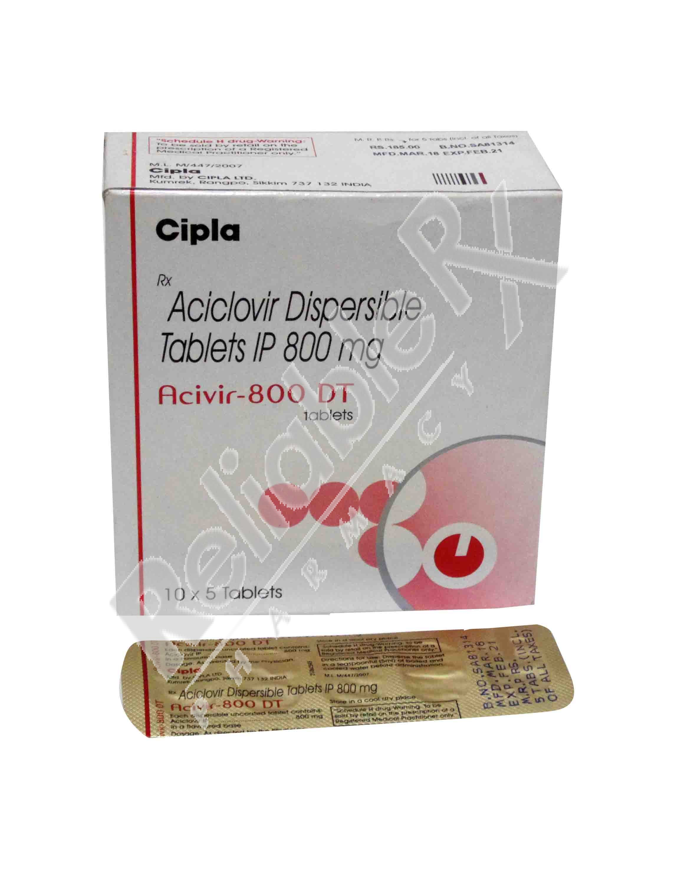 Buy Acivir Dispersible 800mg online from ReliableRxpharmacy at ...