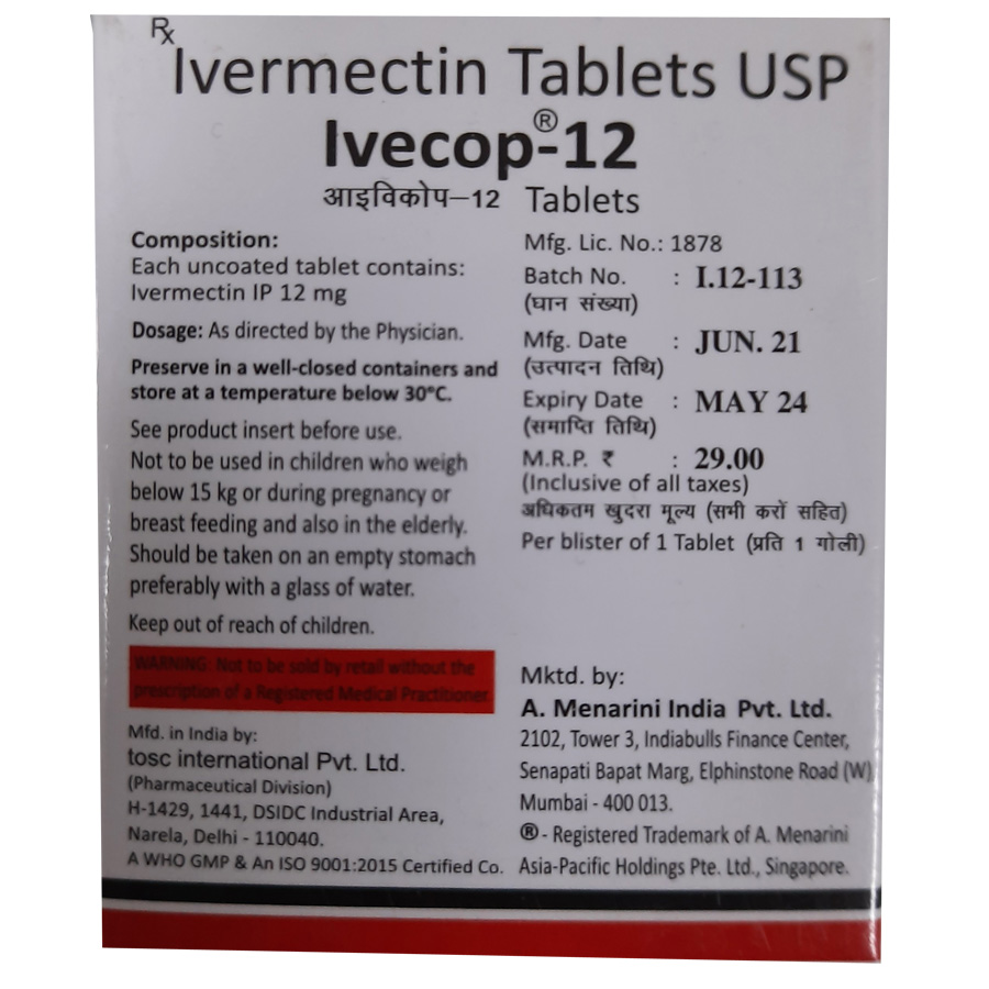 Ivecop 12mg Tablet | Buy Generic Stromectol online | ReliableRxPharmacy